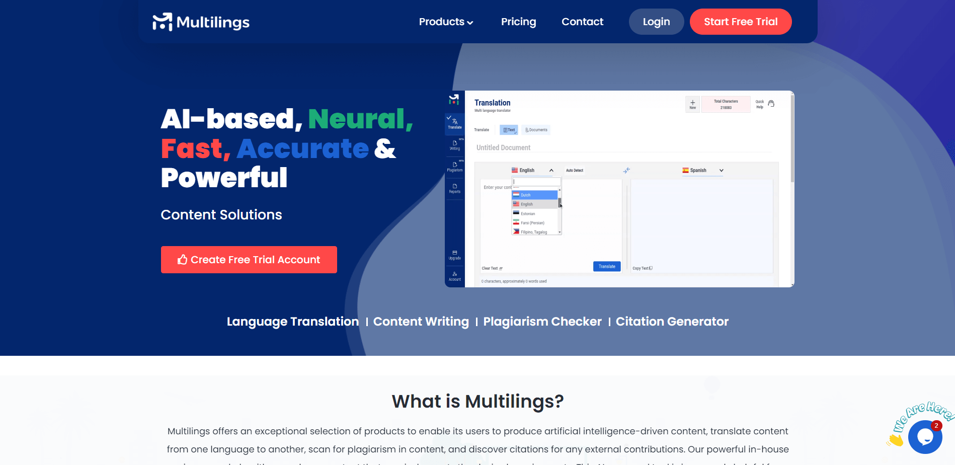 Multilings - Best AI and Neural based natural Translation and Content Writing Solutions